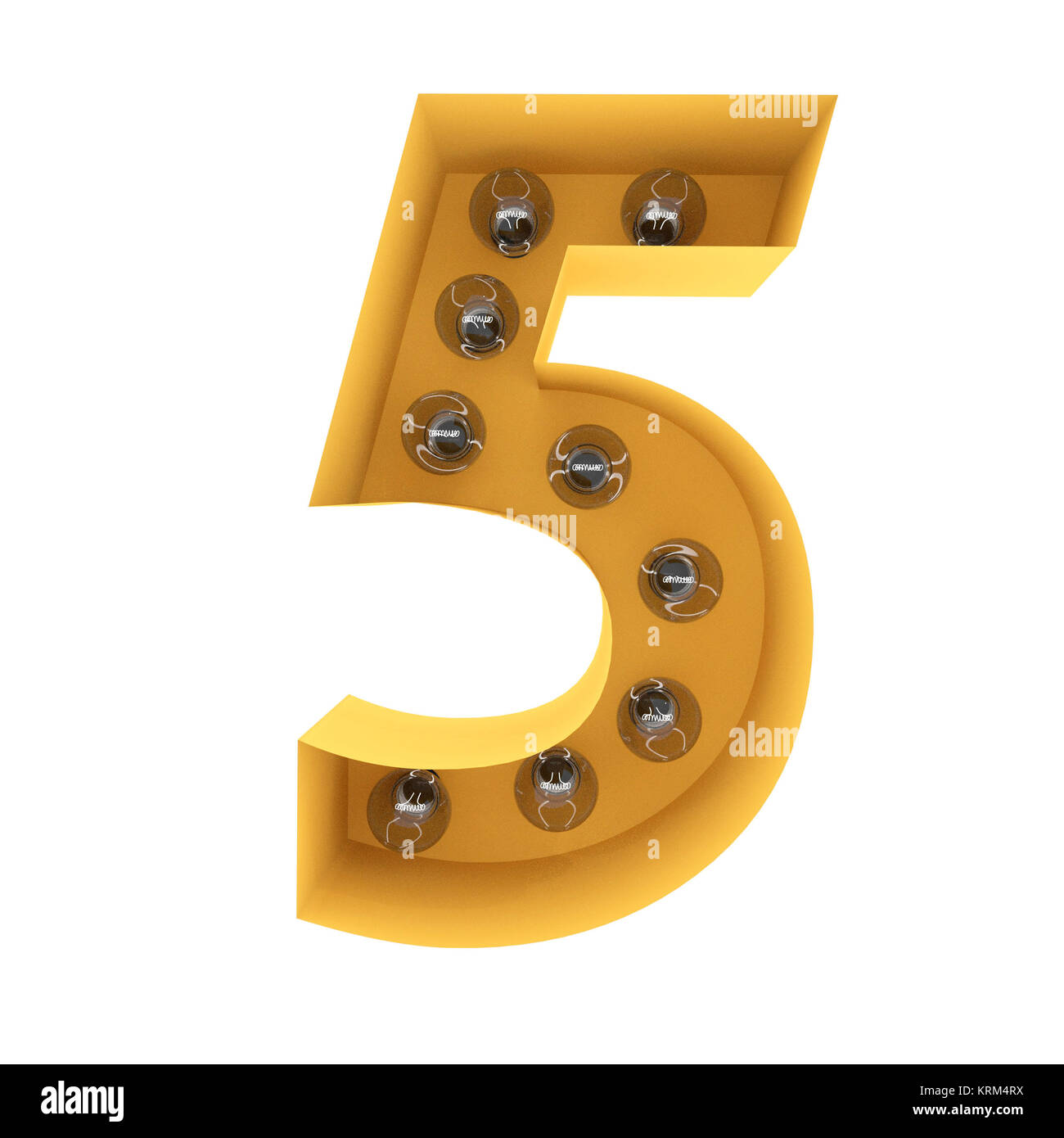 number 5 light sign yellow vintage. 3D rendering Stock Photo - Alamy