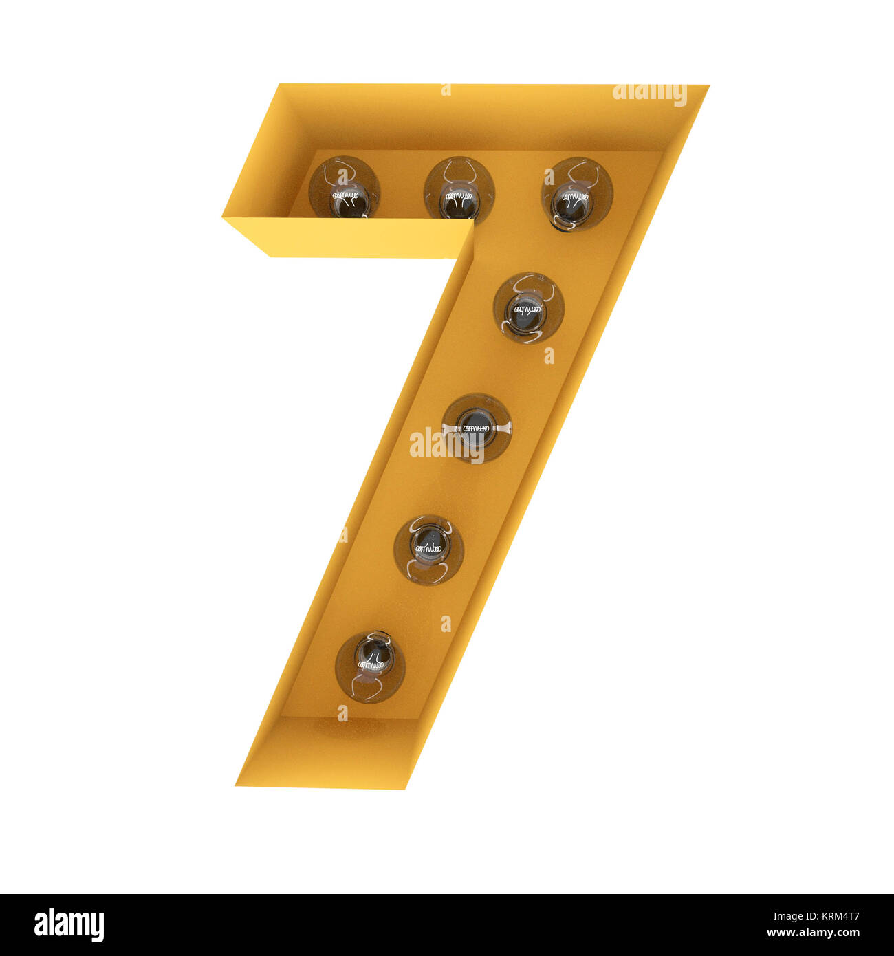 number 7 light sign yellow vintage. 3D rendering Stock Photo - Alamy