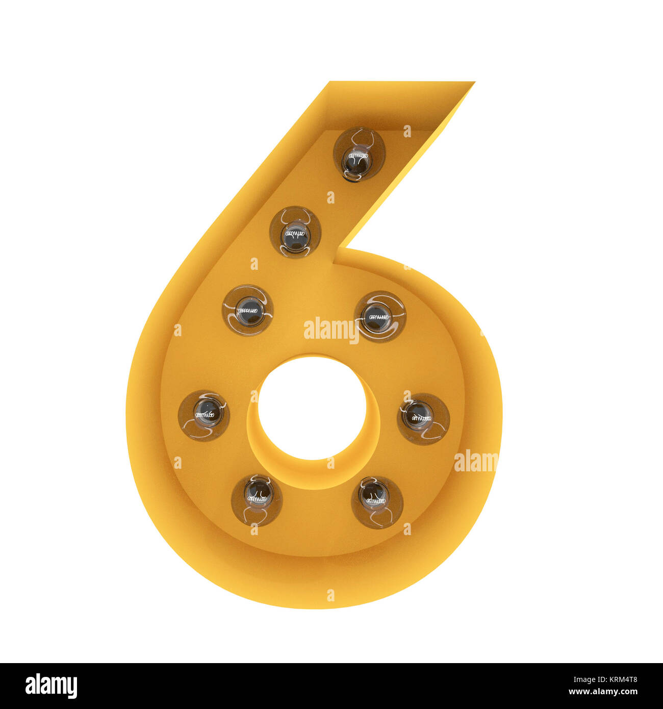 number 6 light sign yellow vintage. 3D rendering Stock Photo - Alamy