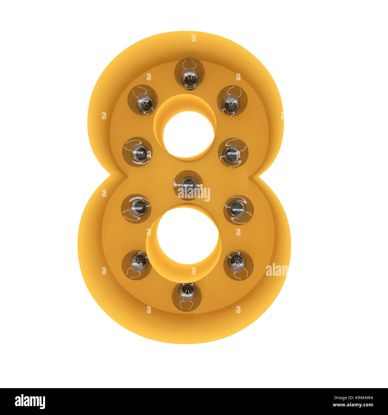 number 8 light sign yellow vintage. 3D rendering Stock Photo - Alamy