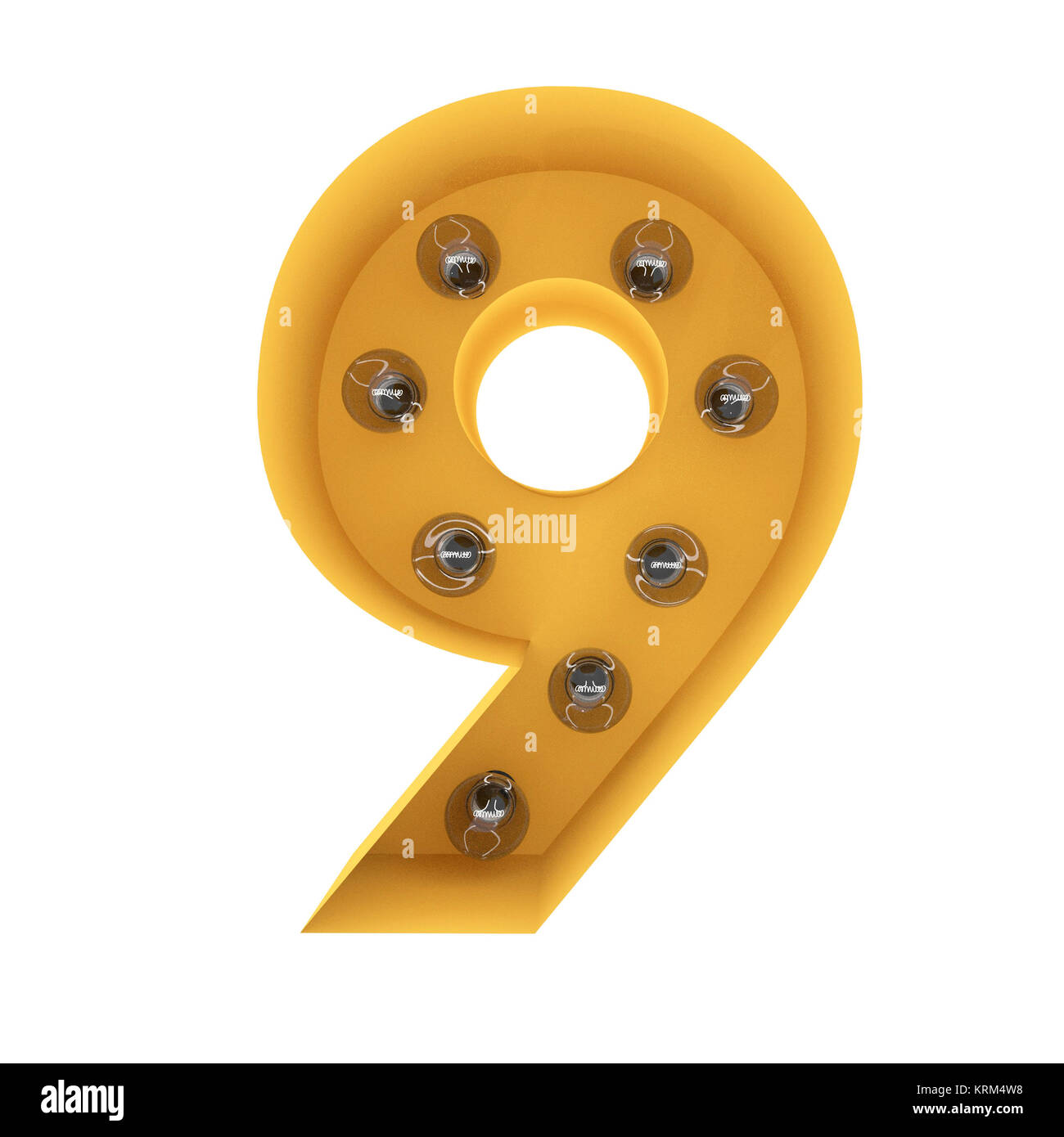 number 9 light sign yellow vintage. 3D rendering Stock Photo - Alamy
