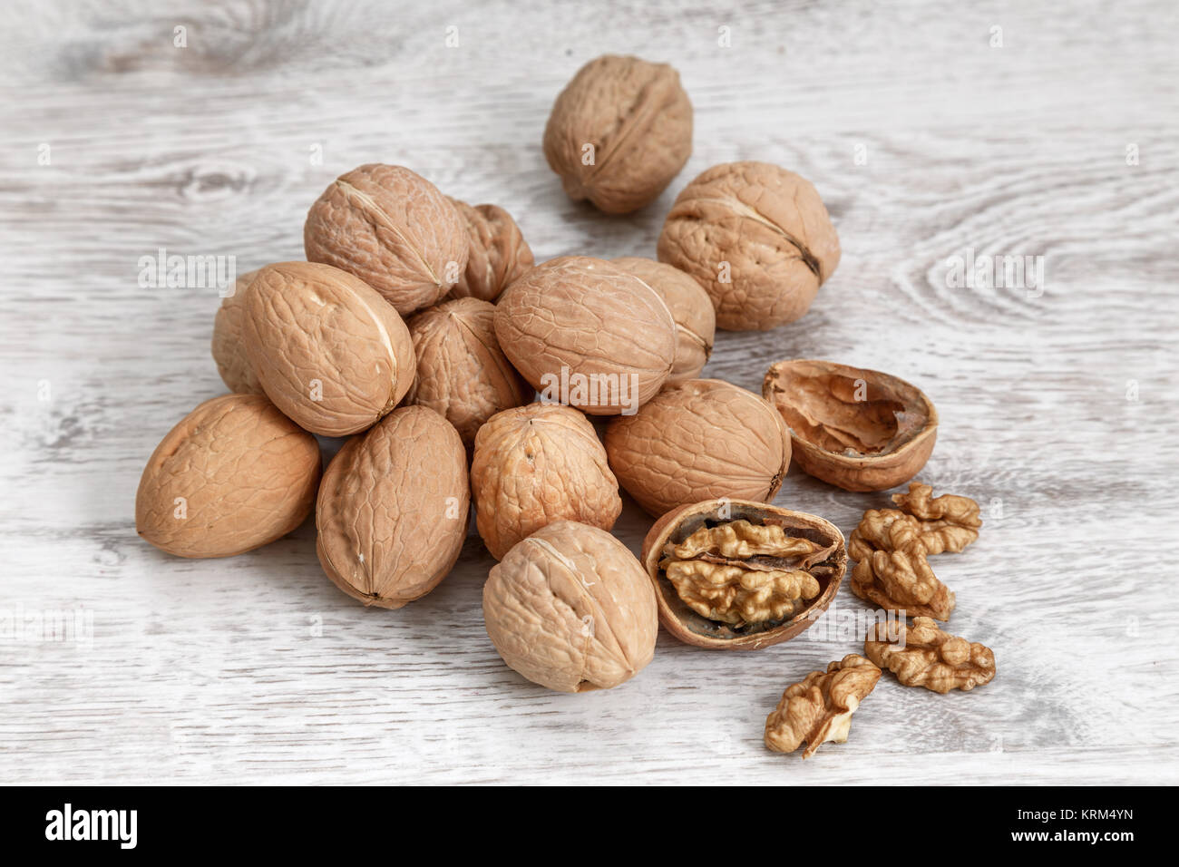 Walnuts whole in their skins, chopped, nut hulls, walnut kernels Stock ...
