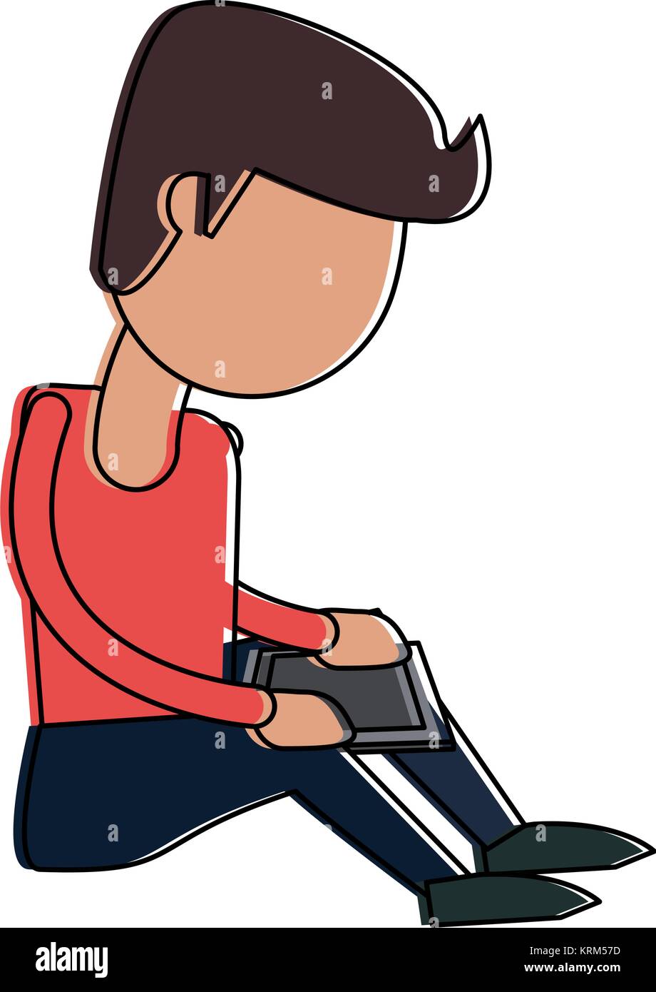 Man with tablet cartoon Stock Vector Image & Art - Alamy