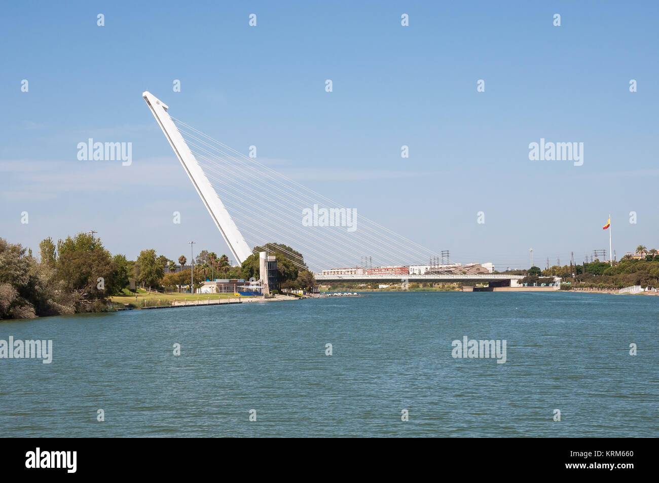 alamillo bridge over the guadalquivir river in seville Stock Photo - Alamy