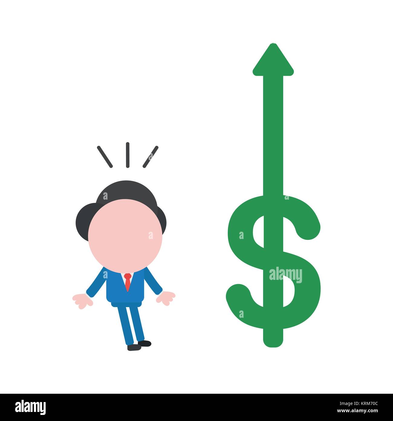 Vector cartoon illustration concept of surprised faceless businessman ...