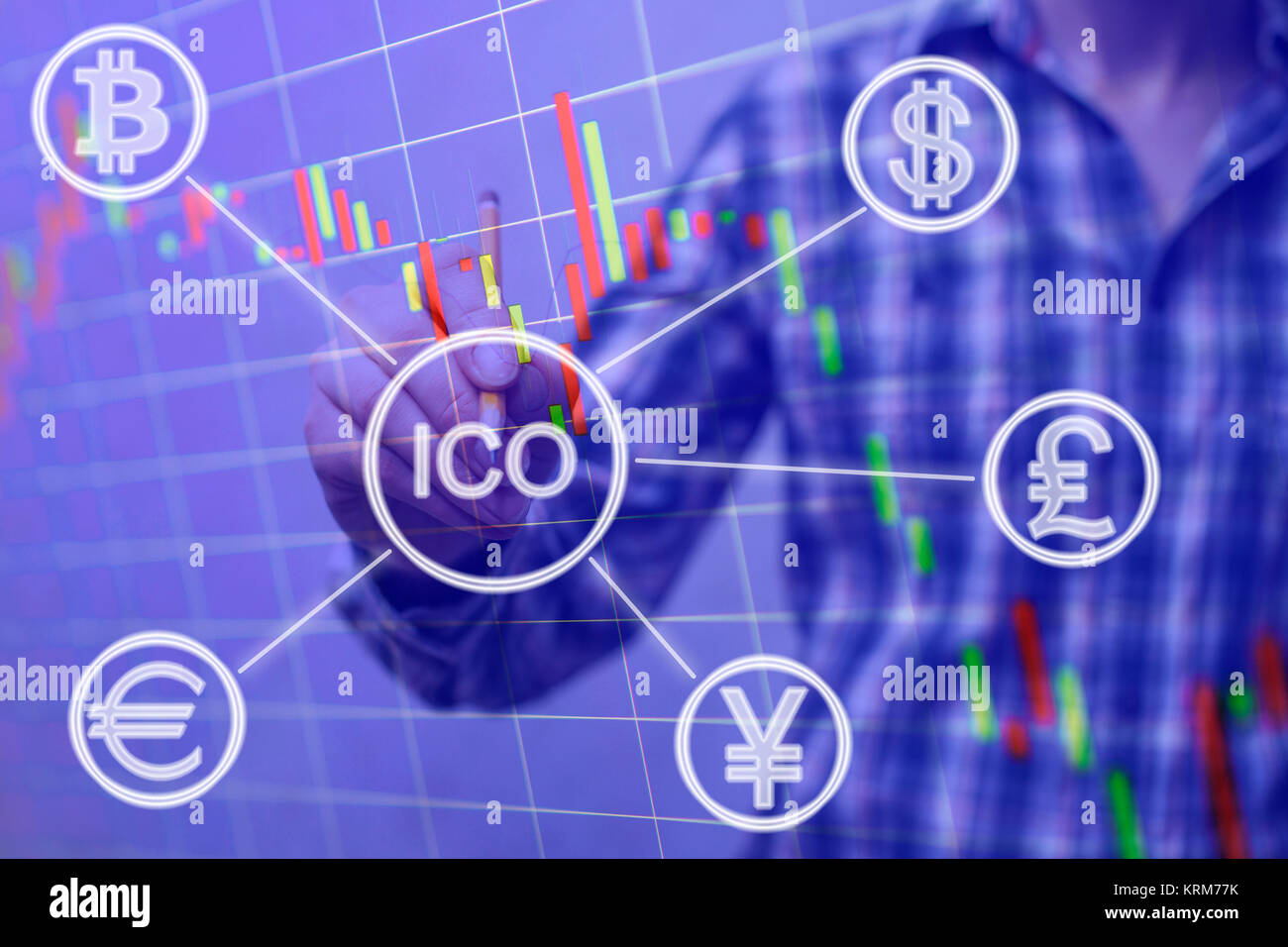 ICO, Initial Coin Offering. Digital electronic binary money financial ...