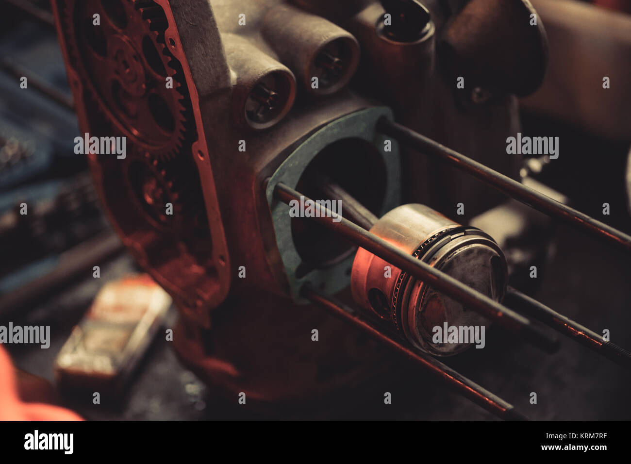 Motorcycle piston detail Stock Photo - Alamy