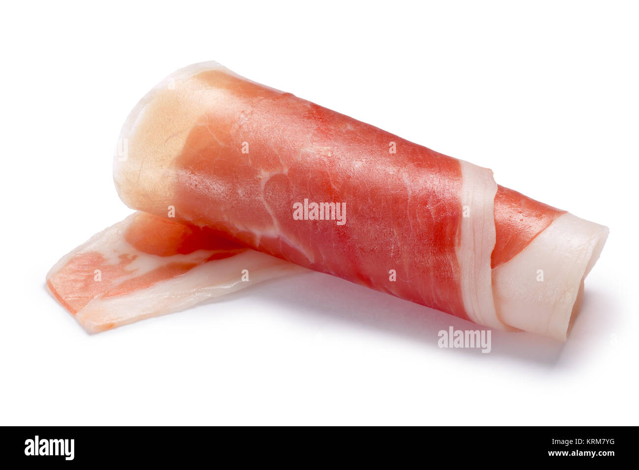 Jamon, Prosciutto, Speck, Dry Cured Meat or Ham slice, rolled up ...