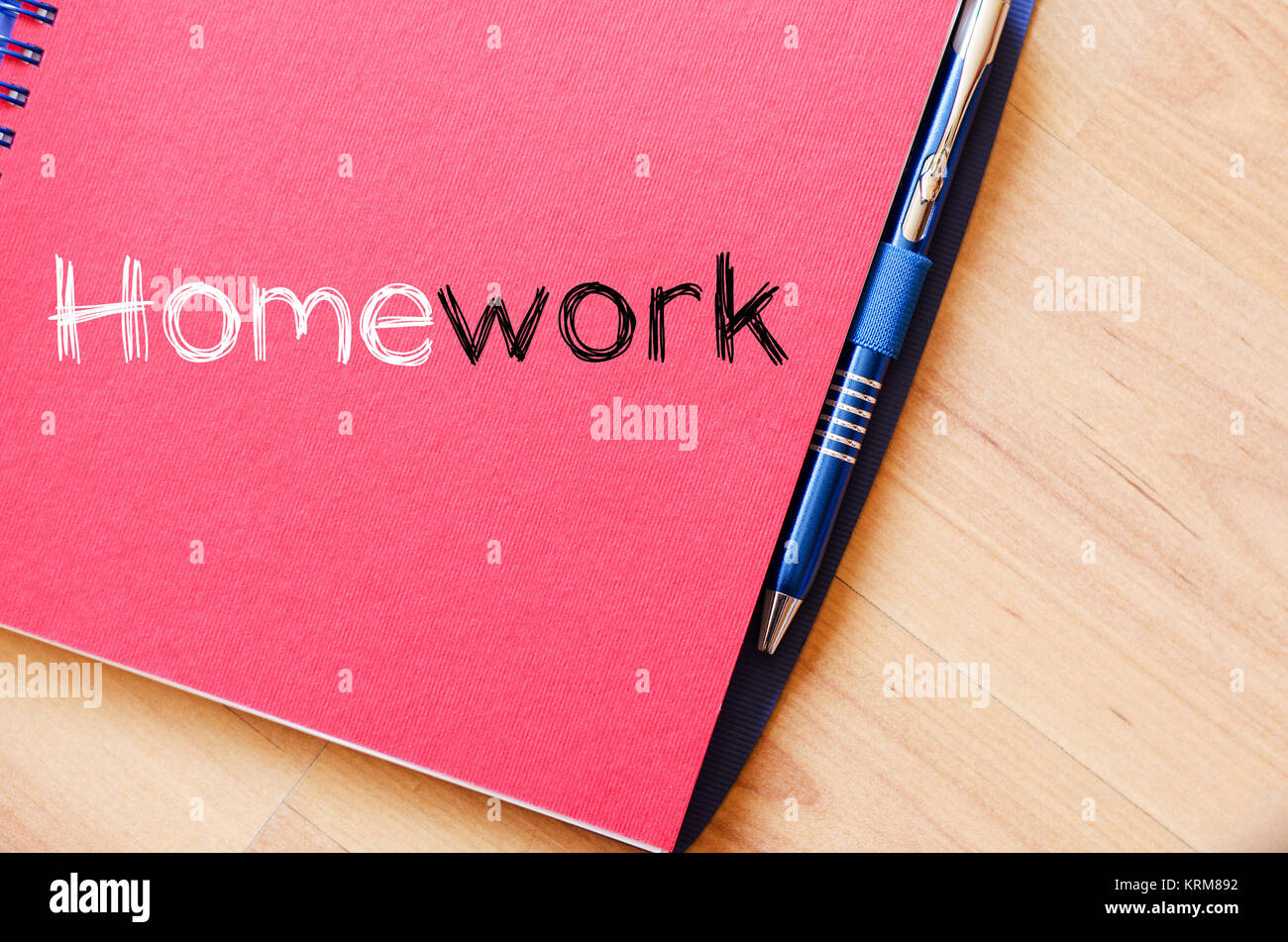 Homework text concept on notebook Stock Photo - Alamy