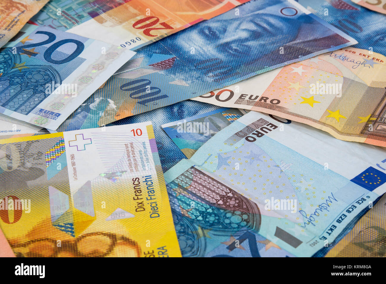 Background made of euro and swiss franc banknotes Stock Photo - Alamy