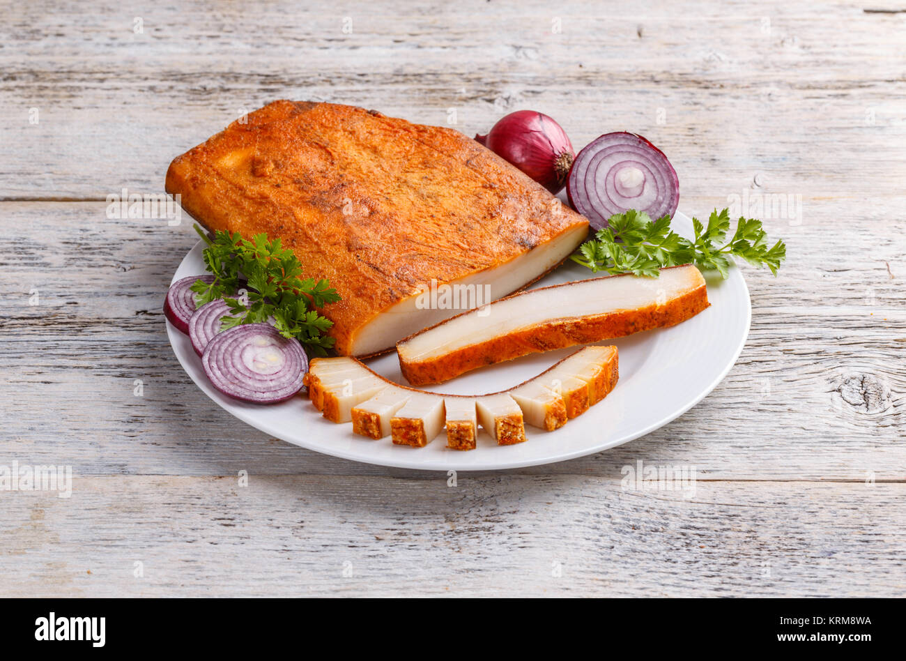 Smoked fat bacon Stock Photo - Alamy