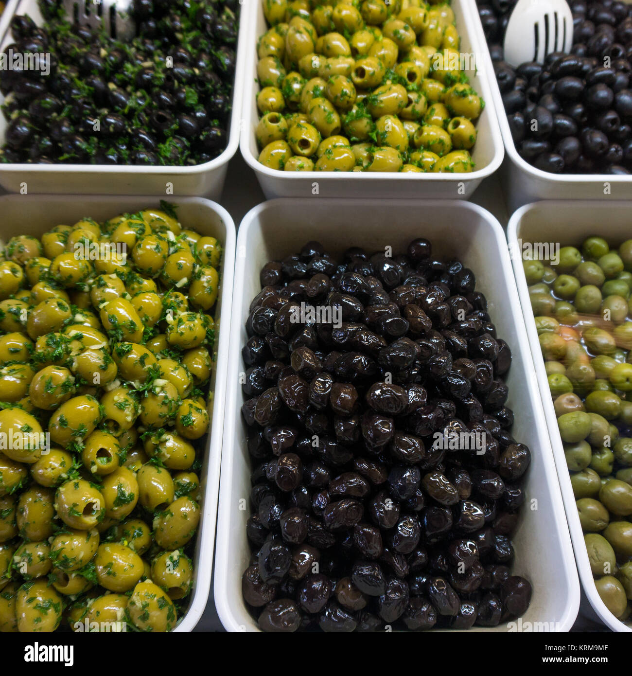 various olives for sale at a market Stock Photo - Alamy