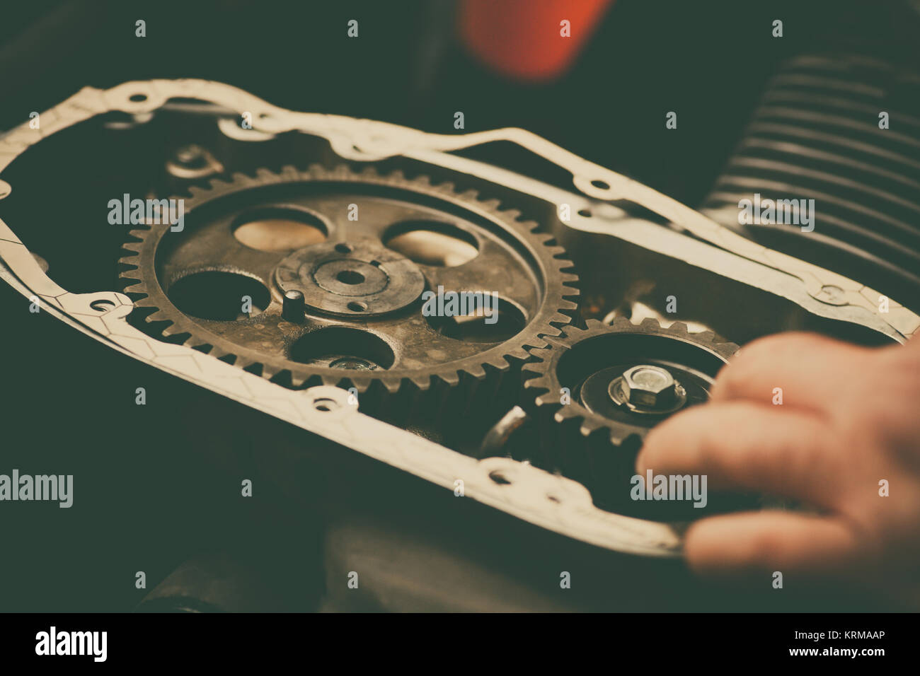 Timing sprockets in boxer engine Stock Photo - Alamy