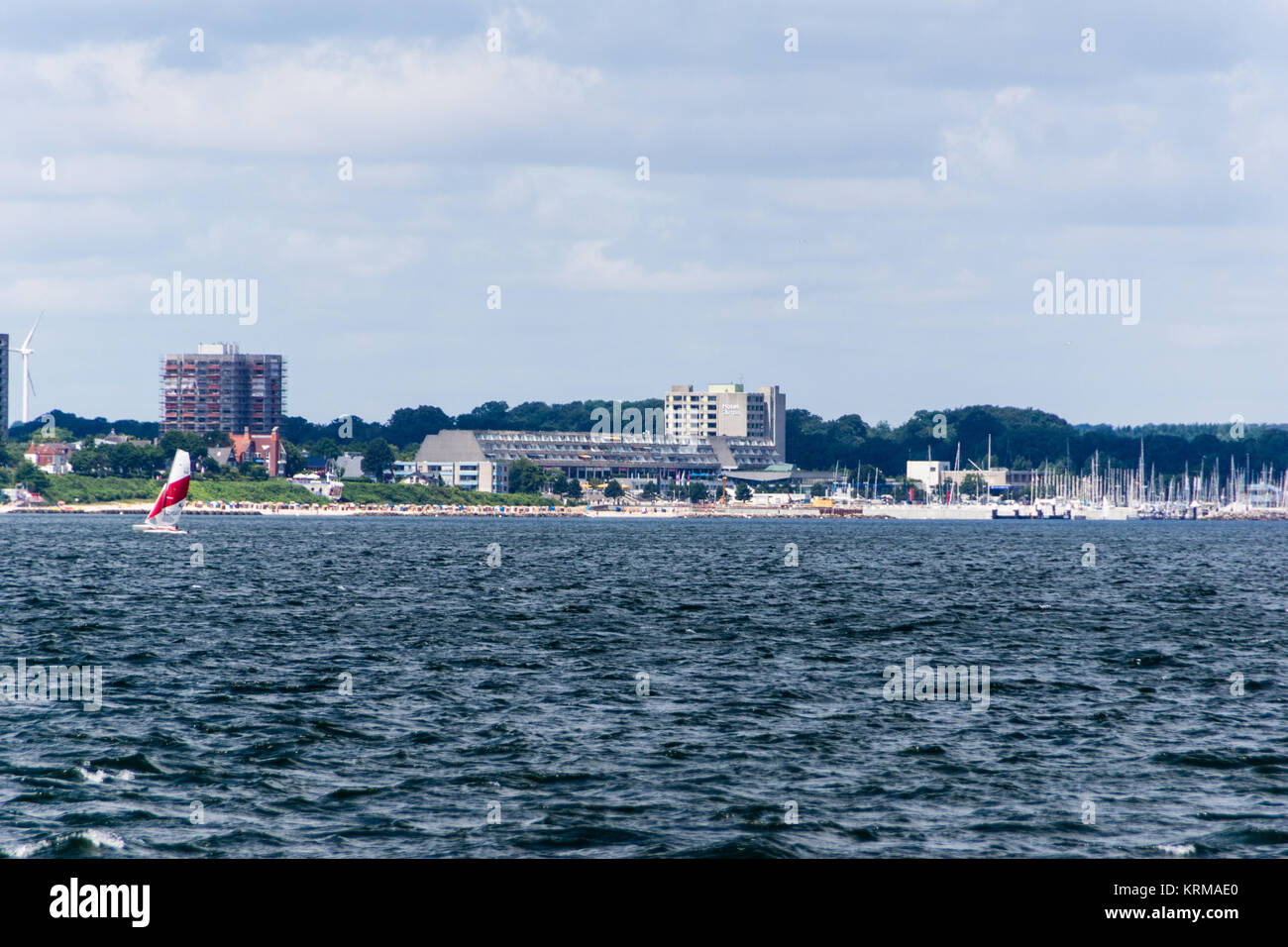 Skyline of Kiel-Schilksee with Hotel, beach and Harbour Stock Photo - Alamy