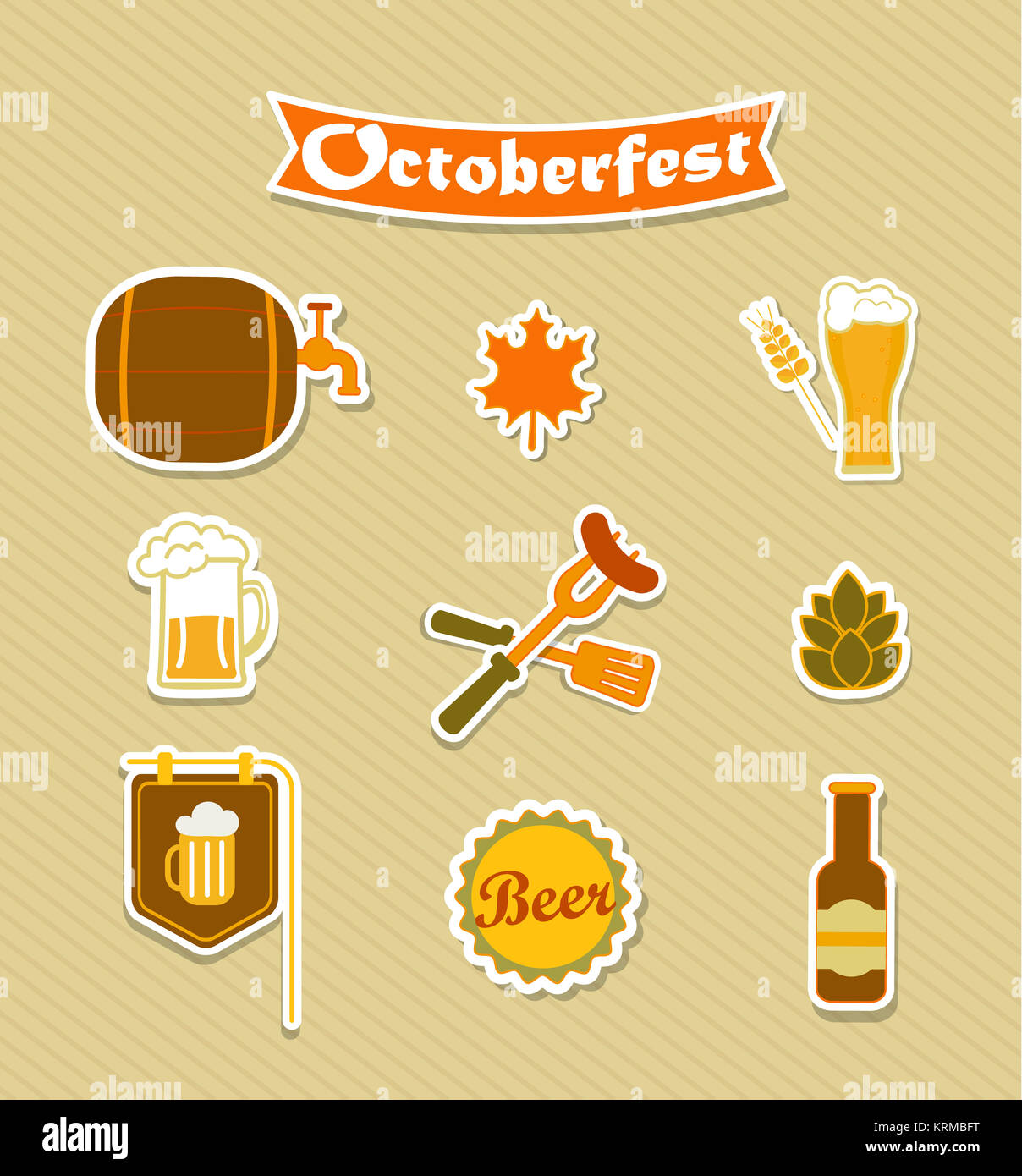 Oktoberfest Beer Brewery icons set Stock Photo - Alamy