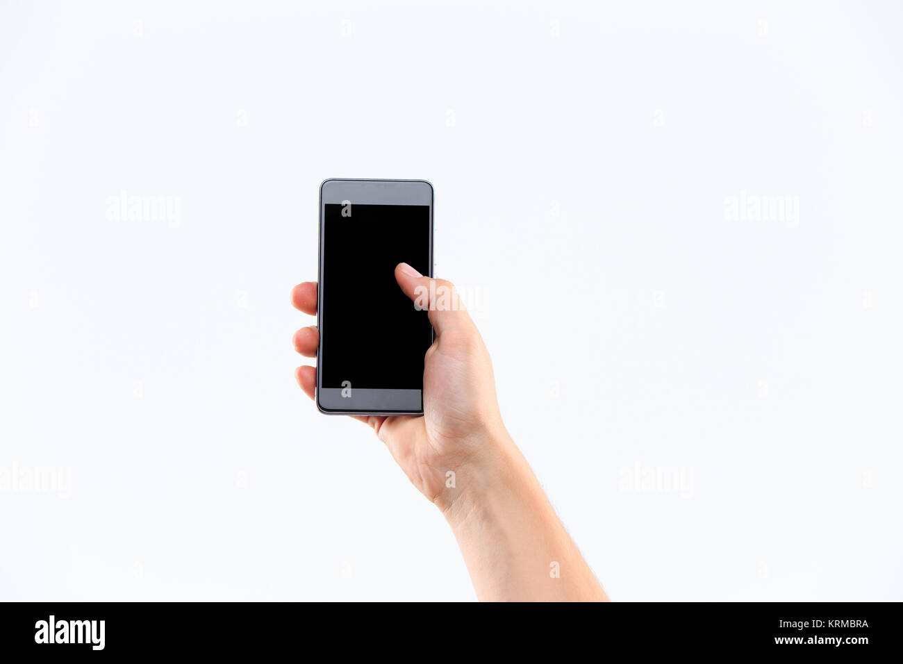 Human hand holding blank large mobile smart phone Stock Photo - Alamy