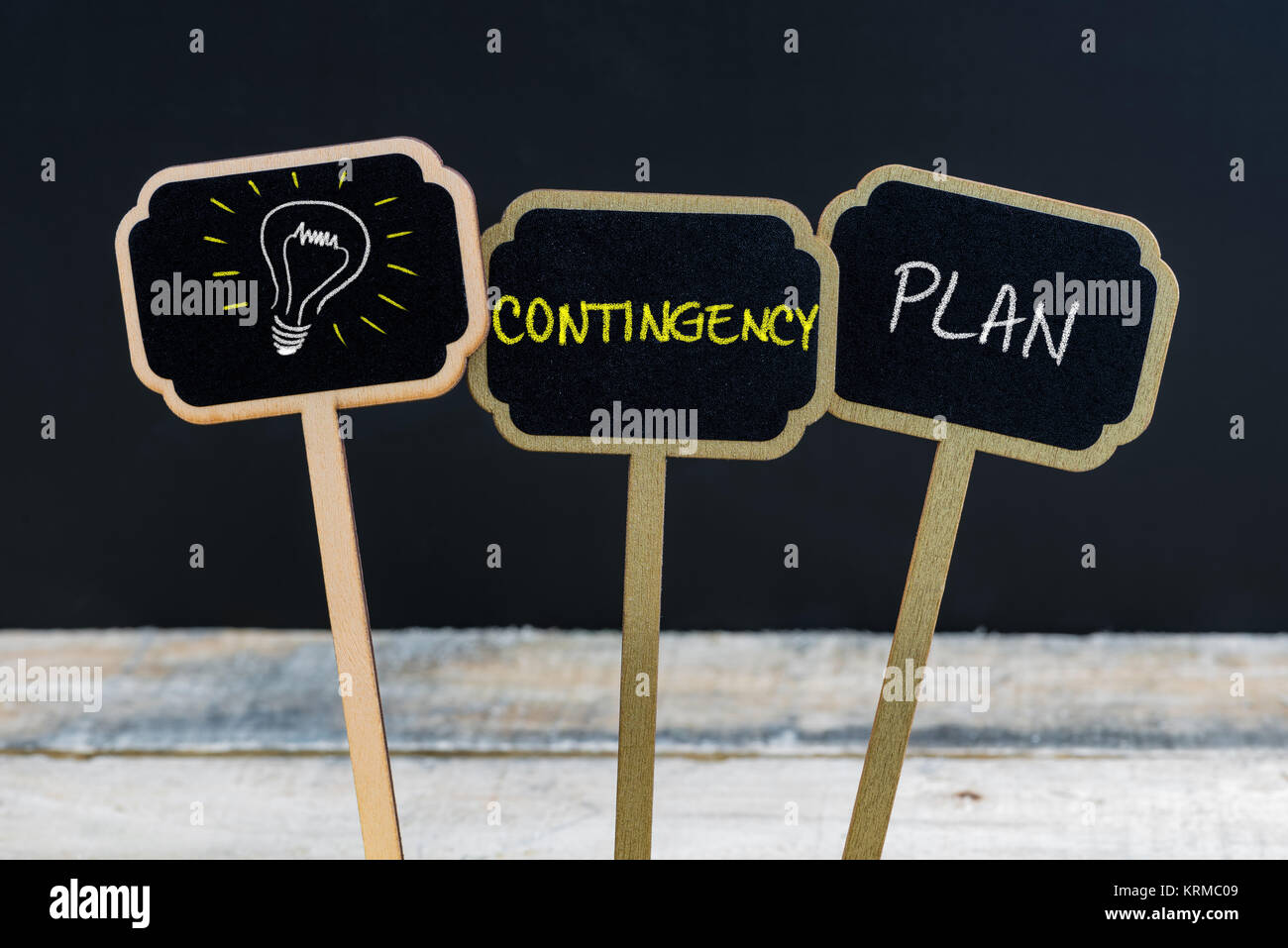 Concept message CONTINGENCY PLAN and light bulb as symbol for idea ...