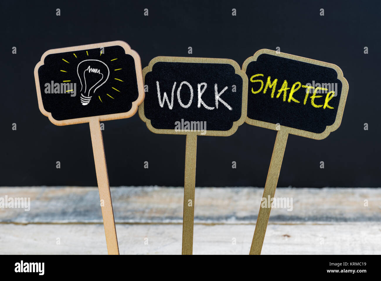 Concept message WORK SMARTER and light bulb as symbol for idea Stock ...