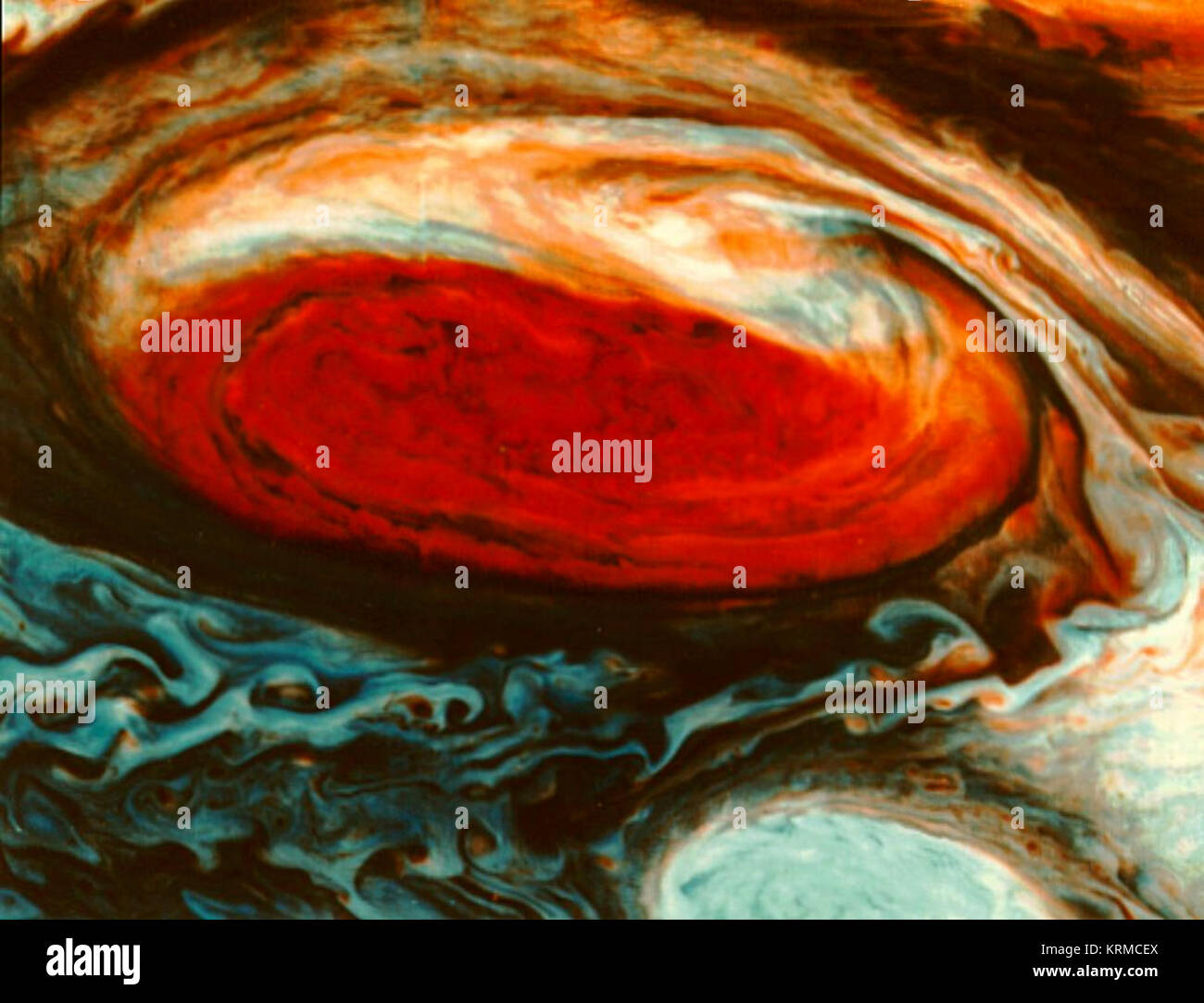 Voyager 1 Image of Jupiter's Great Red Spot in False Color Stock Photo ...