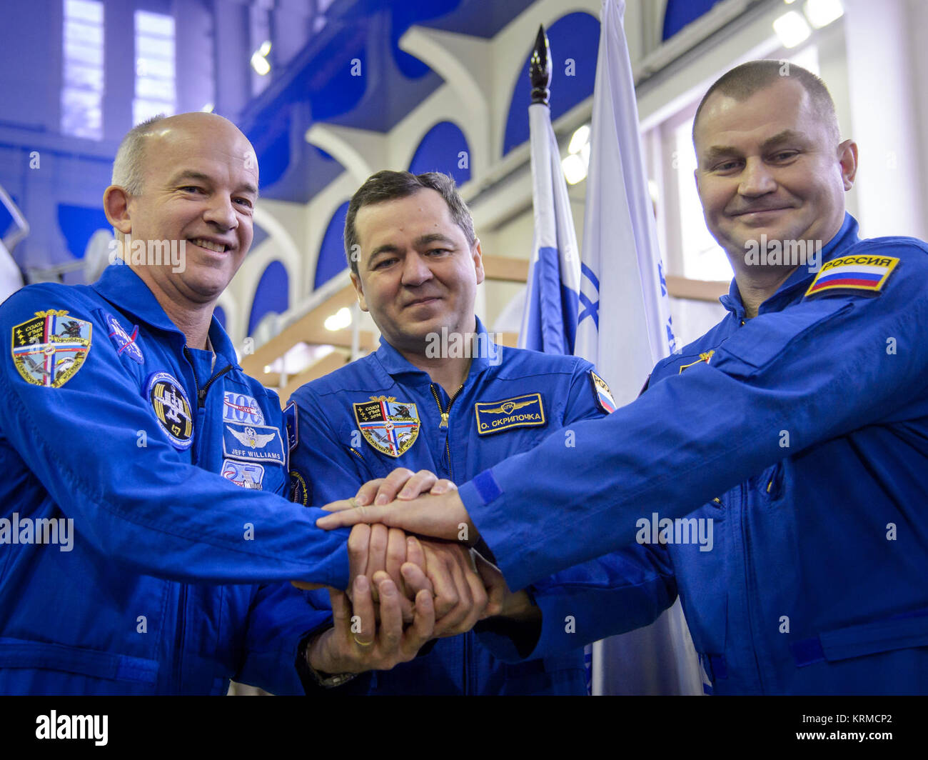 Expedition 47 crew members: NASA astronaut Jeff Williams, left, Russian ...