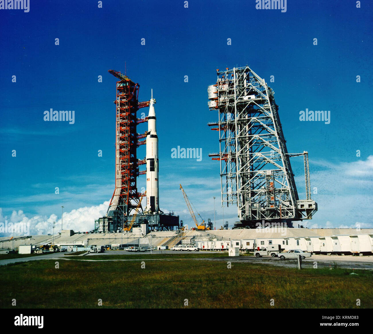 Apollo 11 Saturn V on the pad at the Kennedy Space Center Stock Photo ...