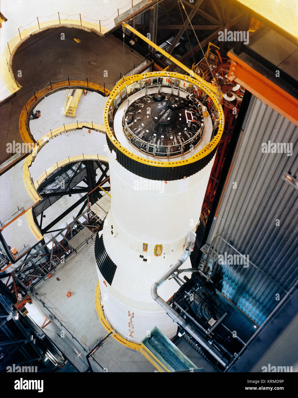 Apollo 12 Saturn V stacking in the Vertical Assembly Building (VAB ...