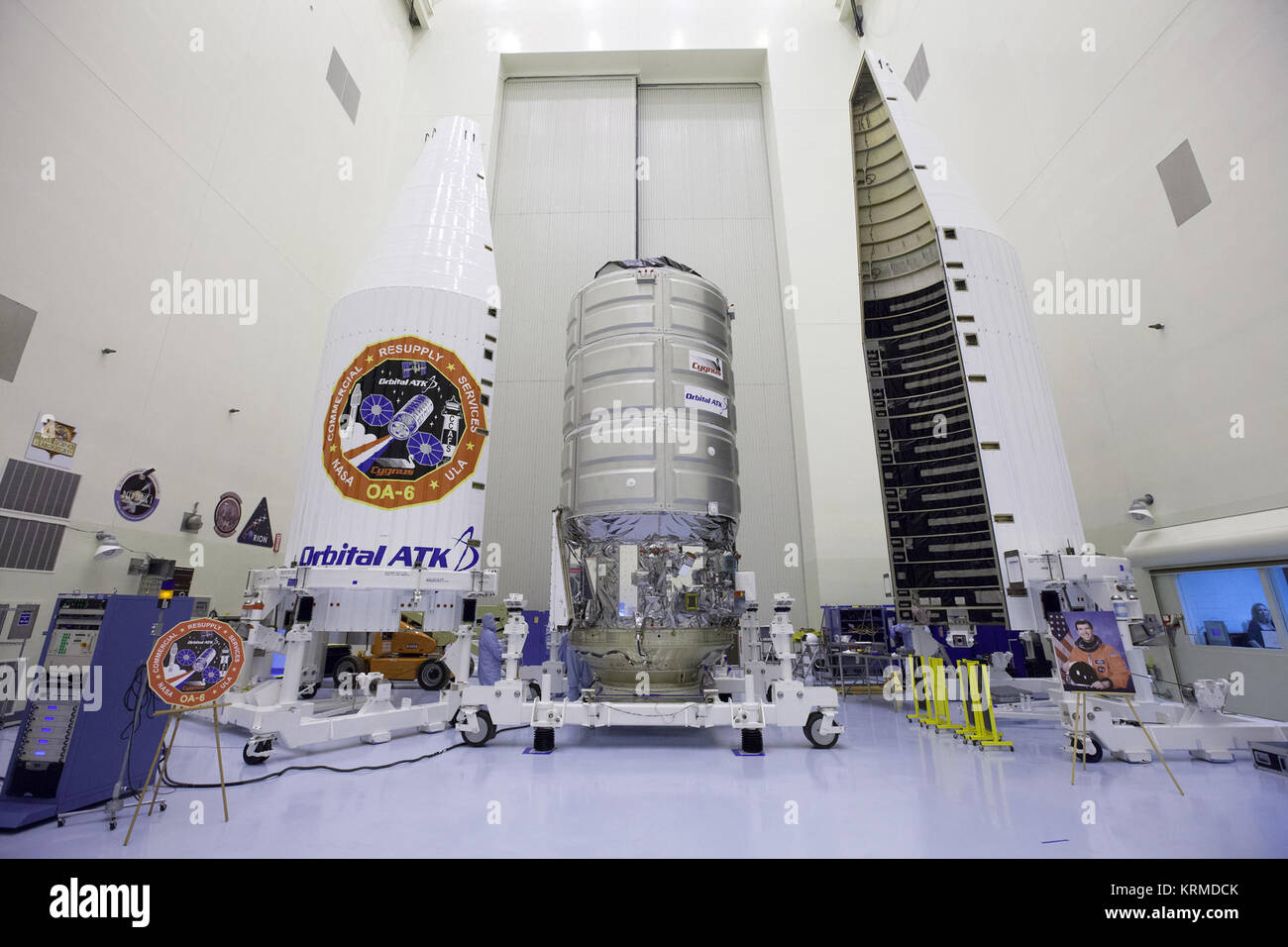 The press were given the opportunity to see the OA-6 spacecraft inside ...