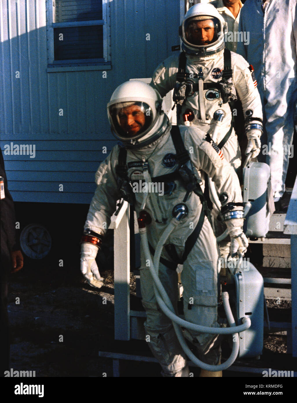 Astronauts L. Gordon Cooper Jr. (foreground) and Charles Conrad Jr ...