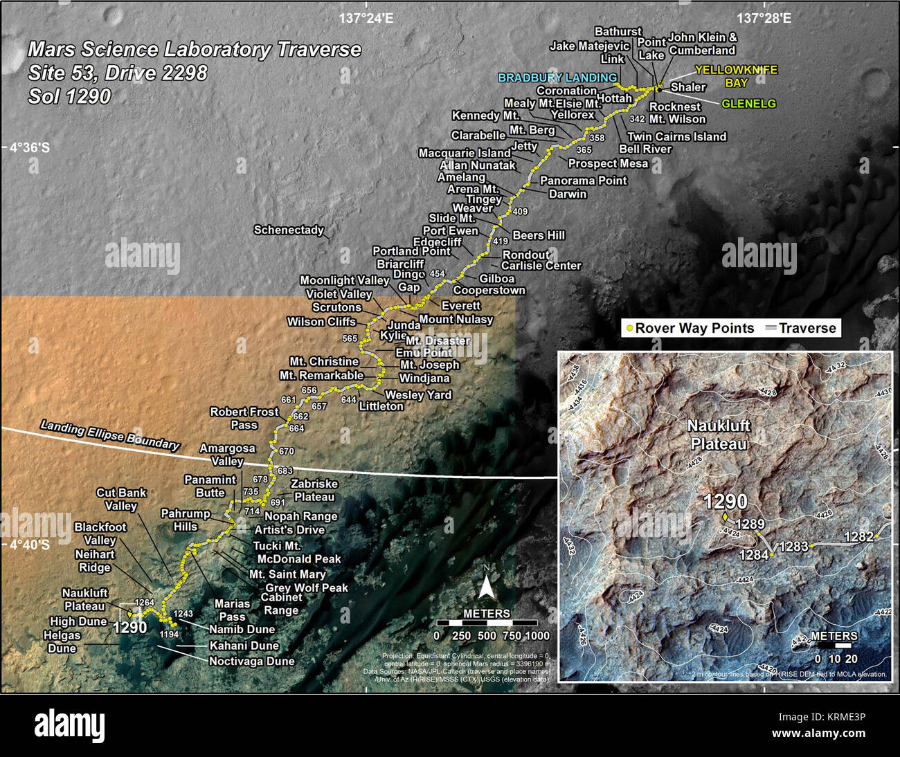 MSL TraverseMap Sol1290-full Stock Photo - Alamy