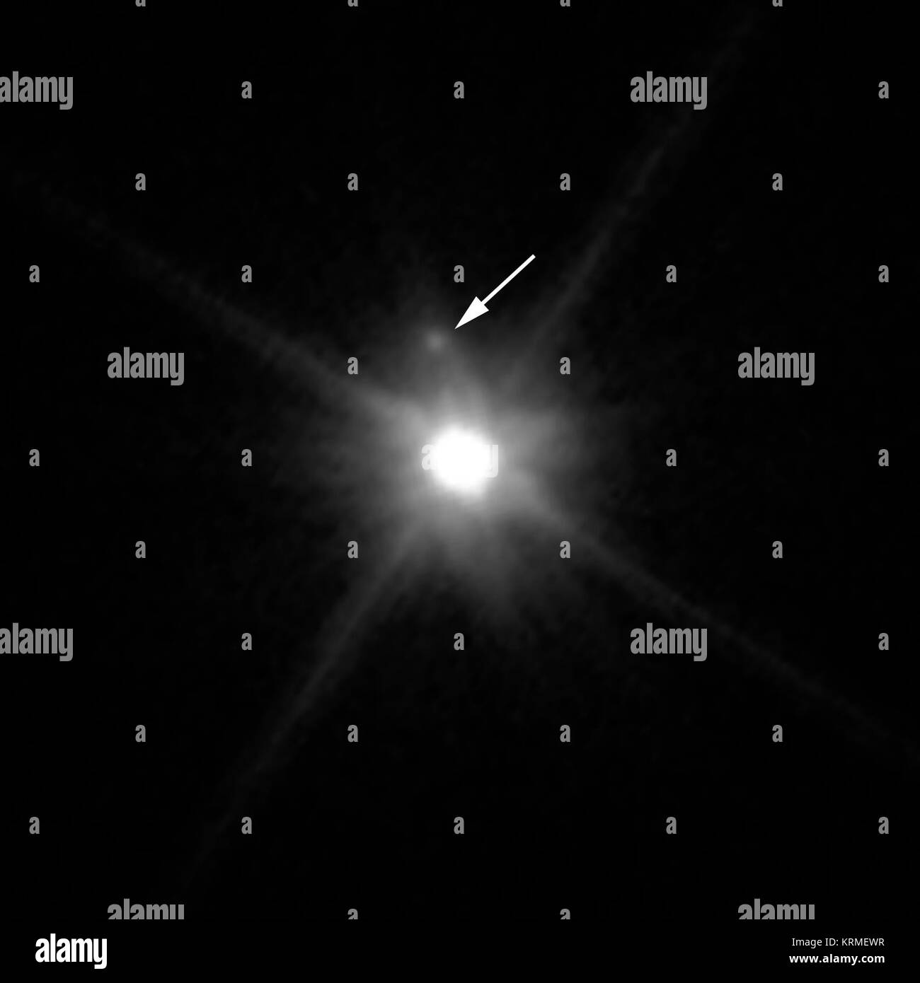 Makemake moon Hubble image with legend (cropped Stock Photo - Alamy