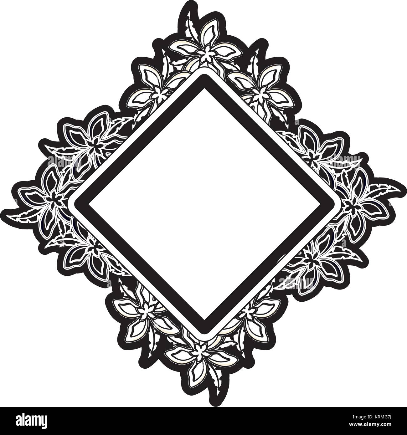 square frame with flower vector illustration Stock Vector Image & Art ...
