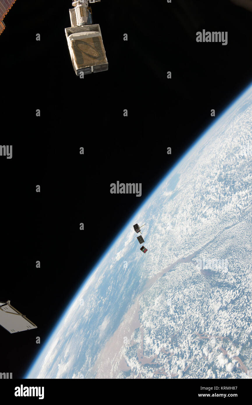 ISS-47 CubeSat deployment - STMSat-1 and NODeS satellites Stock Photo ...