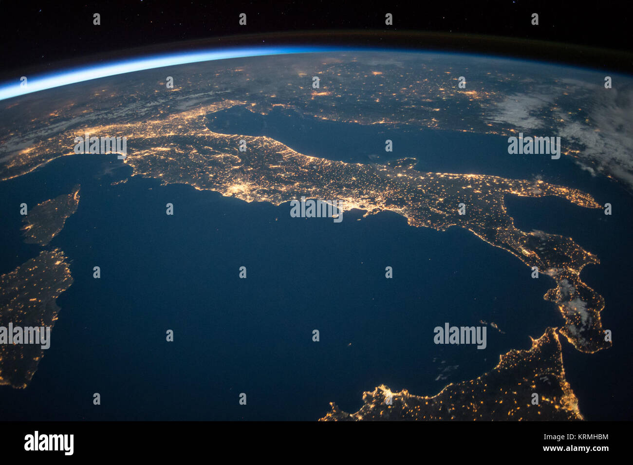 ISS-47 Italy night view Stock Photo - Alamy