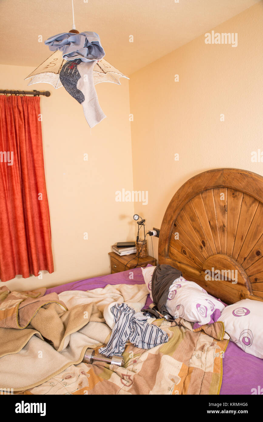 Bedroom in a total mess, a single lifestyle concept Stock Photo - Alamy