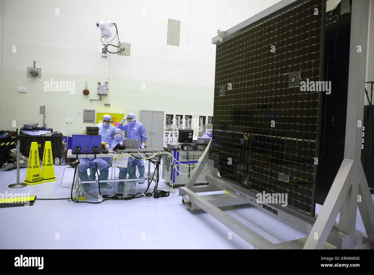 OSIRIS-REx Solar Array cleaning and inspection testing at the PHSF. KSC ...