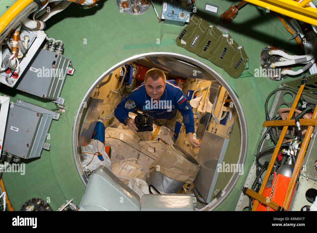 ISS-48 Alexey Ovchinin floats through the Zarya module Stock Photo - Alamy