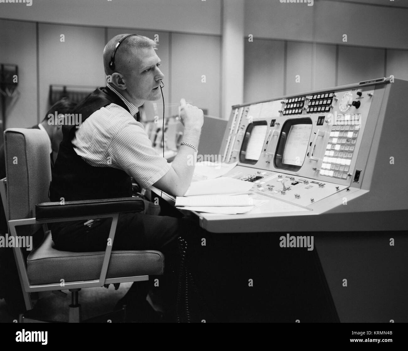 Mission control communication Black and White Stock Photos & Images - Alamy