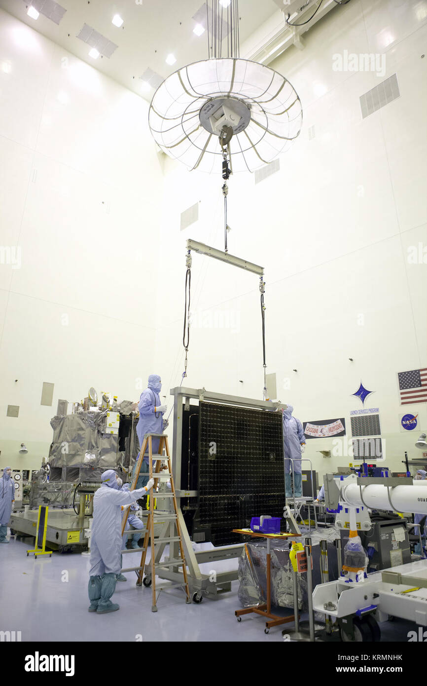 Solar Array -Y Panel being installed onto the OSIRIS-REx spacecraft at ...