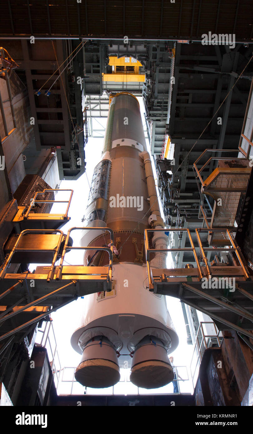 ULA's Atlas V Solid Rocket Booster (SRB) being lifted and stationed ...