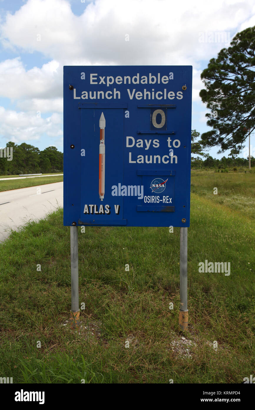 Launch Day Signs showing the countdown complete for the OSIRIS-REx ...