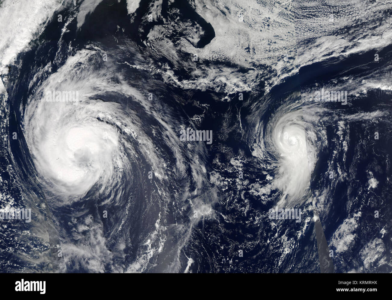 This visible image of Tropical Storm Leslie and Hurricane Michael was ...