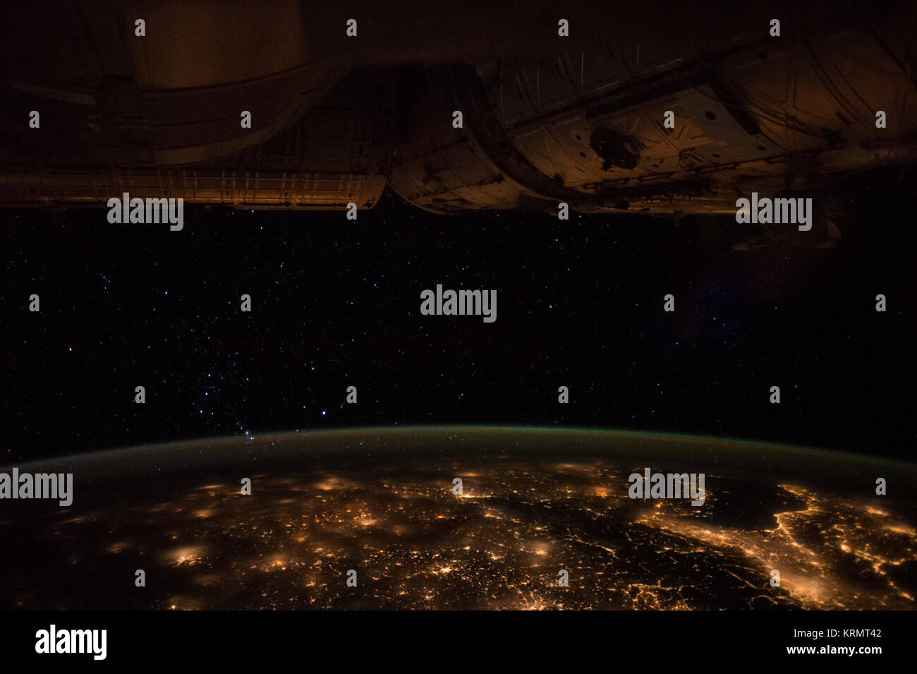 ISS-49 Europe city lights illuminate the ISS Stock Photo - Alamy