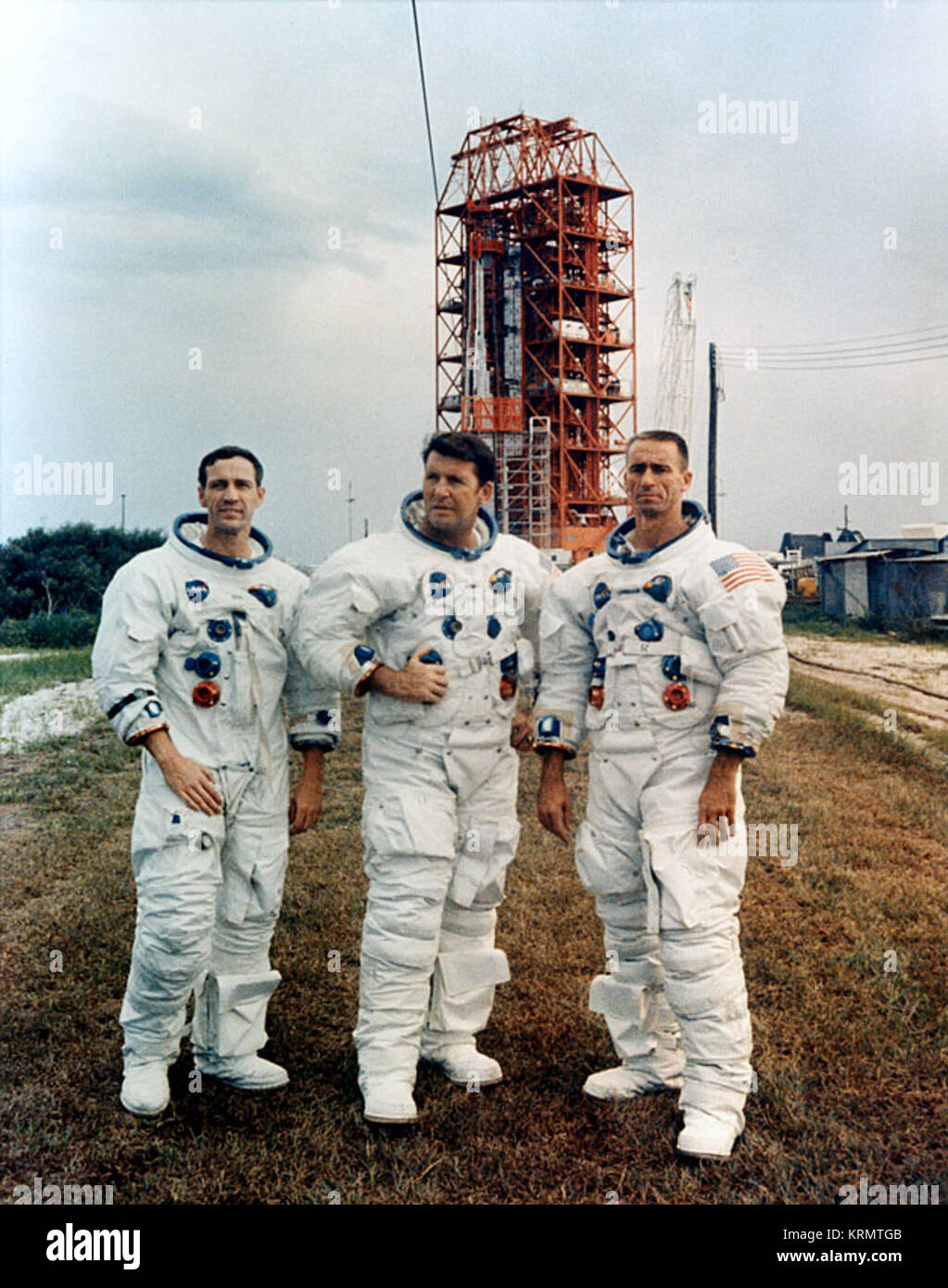 The Apollo 7 crew poses at launch complex 34 Stock Photo - Alamy