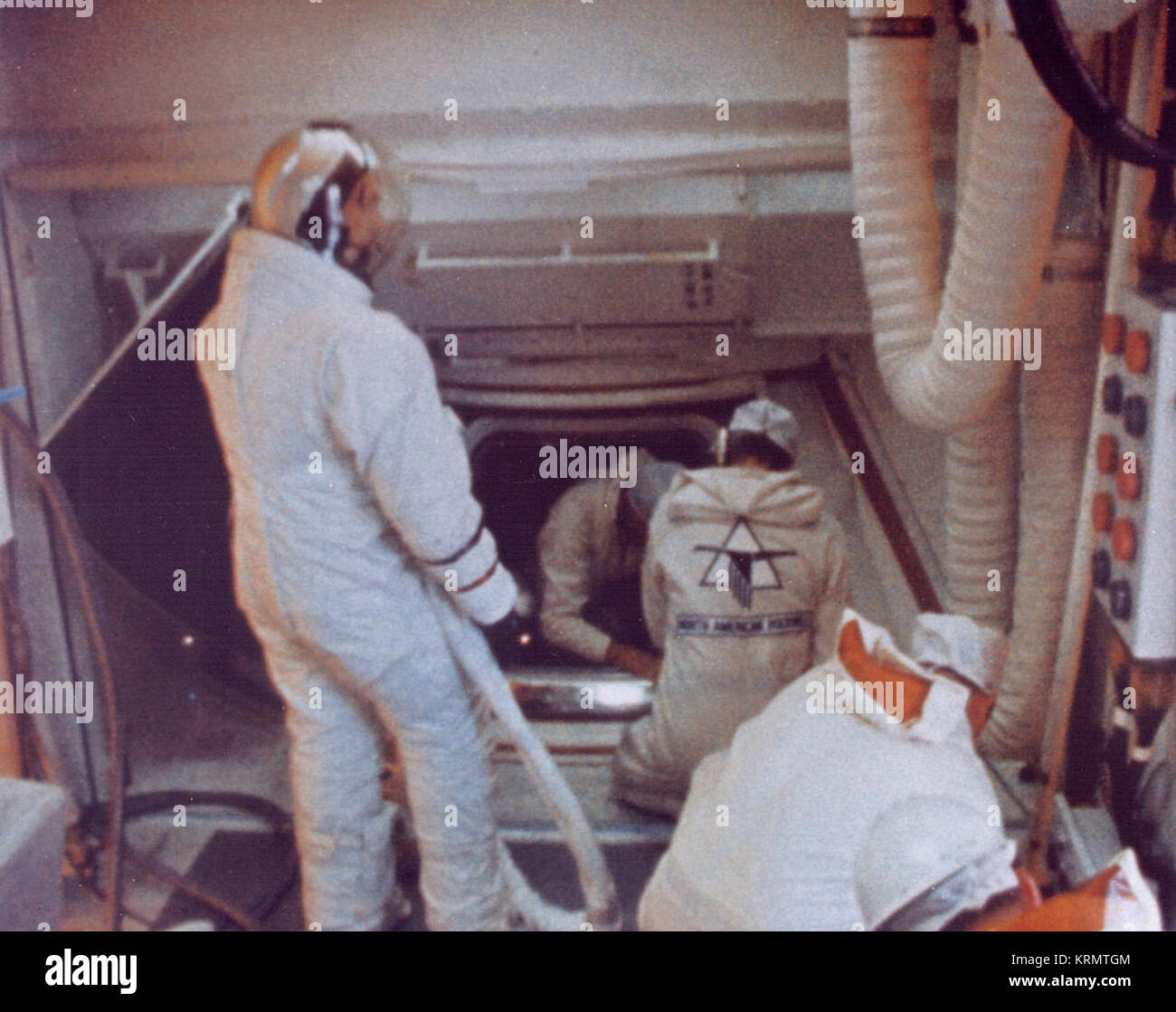 Apollo 7 crew in White Room Stock Photo - Alamy