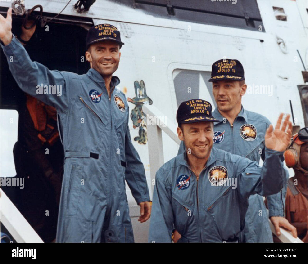 The Apollo 13 crew following recovery Stock Photo - Alamy