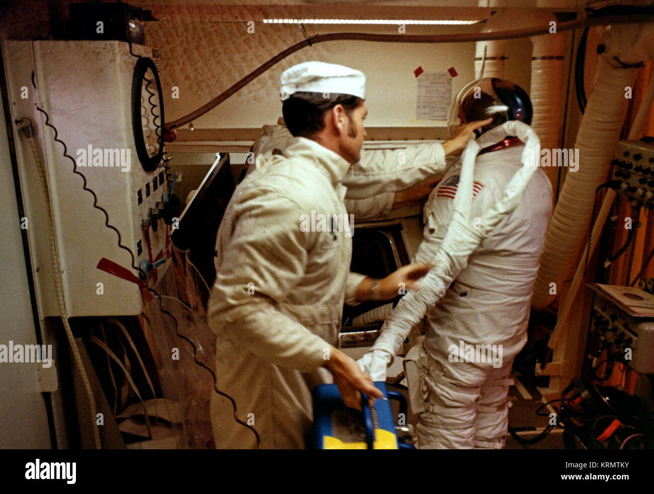 Apollo 15 crew in White Room prior to launch Stock Photo - Alamy