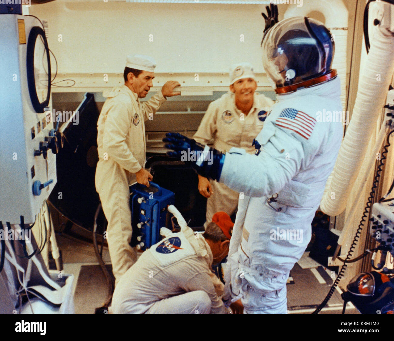 Apollo 16 crew in White Room prior to launch Stock Photo - Alamy