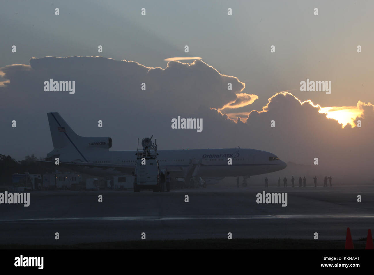 An Orbital ATK L-1011 Stargazer aircraft carrying a Pegasus XL Rocket ...