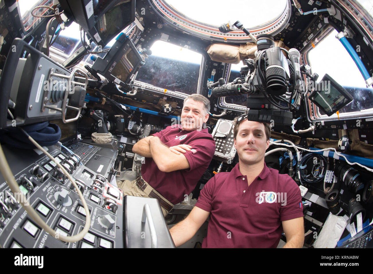 ISS-50 Thomas Pesquet and Shane Kimbrough in the Cupola (1 Stock Photo ...