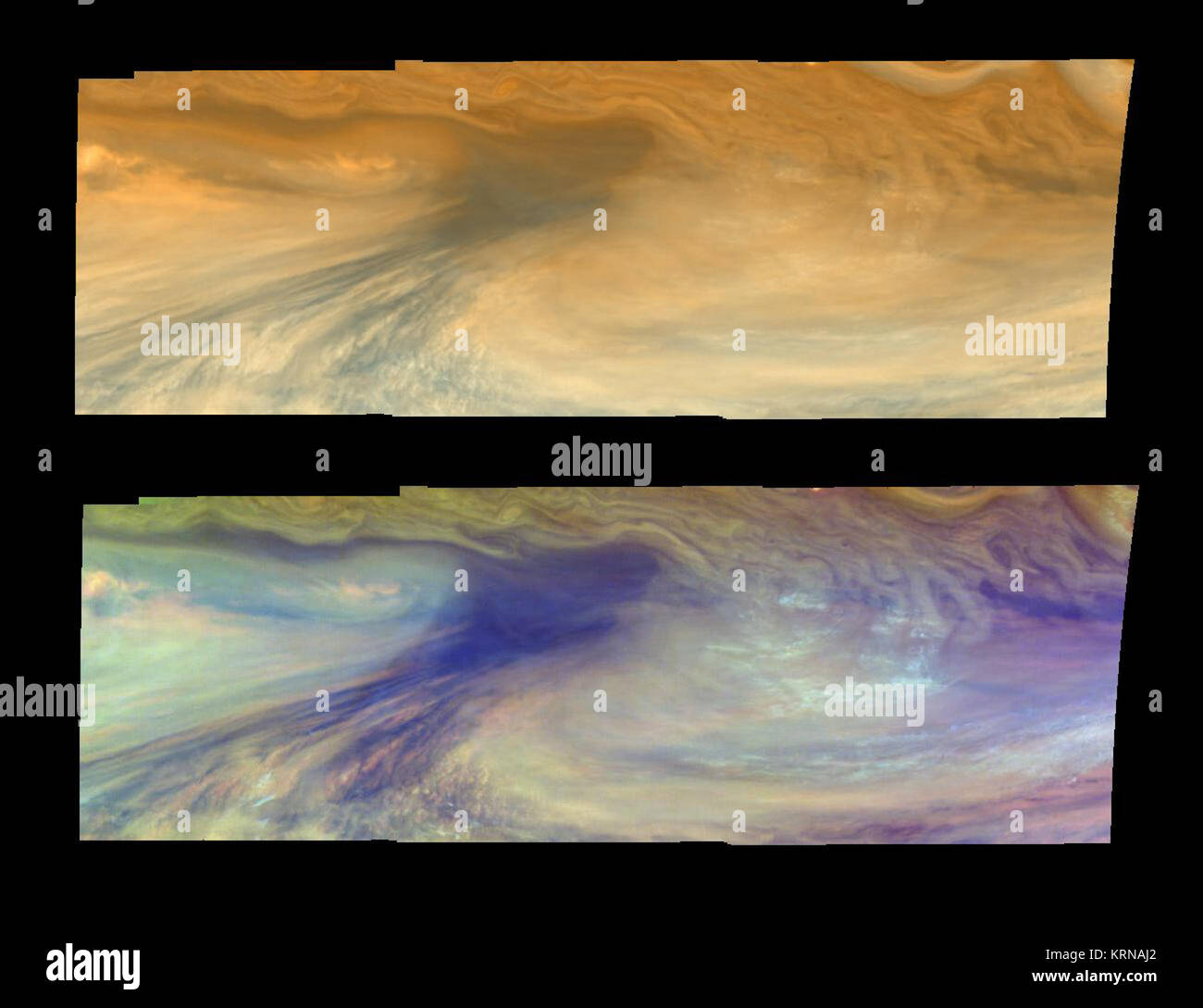 E4 True and False Color Jupiter Hot Spot Mosaic (PIA00602 Stock Photo ...